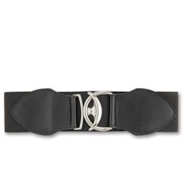 Bernd G&ouml;tz Tailleng&uuml;rtel BERND G&Ouml;TZ "Tailleng&uuml;rtel mit Stretch und gro&szlig;er silberner Ringschlie&szlig;e", Damen, Gr. 70, schwarz, Kunstfaser, G&uuml;rtel