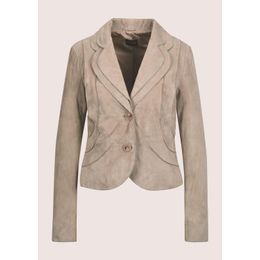 Madeleine Mode Lederjacke MADELEINE "Lederjacke Kurzblazer aus Ziegenvelours-Leder", Damen, Gr. 38, beige (berber), Obermaterial: 100% Ziegenveloursleder GOVL., Modern, normal, Jacken