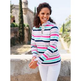 Sweatshirt Casual Looks, Damen, Gr. 40, bunt (ecru, fuchsia, geringelt), 100% Baumwolle, gemustert, gestreift, mehrfarbig, Sweatshirts Sweatshirt