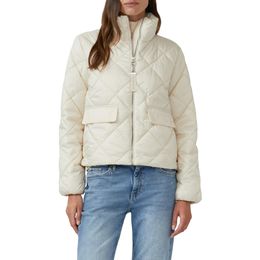 Steppjacke s.Oliver, Damen, Gr. 44, cream wei&szlig;, Web, Obermaterial: 100% Polyester. Futter: 100% Polyester, unifarben, regular fit h&uuml;ftlang, Rundhals, elastischer Bund, Jacken Steppjacke, mit Stehkragen