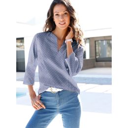 Schlupfbluse Inspirationen, Damen, Gr. 36, blau (bleu, gemustert), 100% Viskose, gemustert, Rundhals, Blusen Schlupfbluse, Topseller