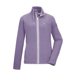 Strickjacke Killtec "KOS 12 WMN FLX JCKT", Damen, Gr. 42, pflaume, Obermaterial: 100% Polyester, Strickjacken Strickjacke, Elastische Damenjacke, gestreift, mit Kinnschutz und Taschen