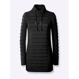 Longpullover Casual Looks "Longpullover", Damen, Gr. 38, schwarz, 50% Baumwolle, 50% Polyacryl, unifarben, Pullover Longpullover
