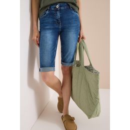 Slim-fit-Jeans Cecil, Damen, Gr. 27, mid blau used wash, Jeans, 78% Baumwolle, 20% Polyester, 2% Elasthan, unifarben, kurz, Jeans Slim-fit-Jeans, High Waist, Topseller