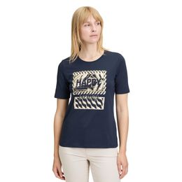 Kurzarmshirt Betty Barclay "Damen mit Placement", Damen, Gr. 36, blau (patch dunkelblau, beige), Jersey, Obermaterial: 95% Baumwolle, 05% Elasthan, Basic, tailliert normal, Rundhals, Shirts