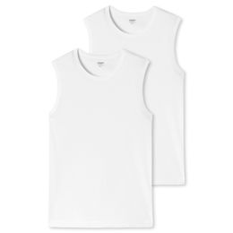 Tanktop uncover by Schiesser "Uncover Cotton", Herren, Gr. L, 100, wei&szlig;, Single Jersey, Obermaterial: 95% Baumwolle, 5% Elasthan, h&uuml;ftlang, Rundhals, Tops Tanktop, Cotton-Mix, elastisch, breite Tr&auml;ger, Doppelpack