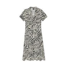 V&eacute;ro Moda Blusenkleid VERO MODA "VMJOSIE S/S CALF SHIRT DRESS WVN GA", Damen, Gr. S, N-Gr, pumice stone aop:bea, Web, Obermaterial: 83% Viskose, 17% Nylon, bedruckt, regular fit knieumspielend, V-Ausschnitt, Kleider Blusenkleid, Viskosemischung, regular fit