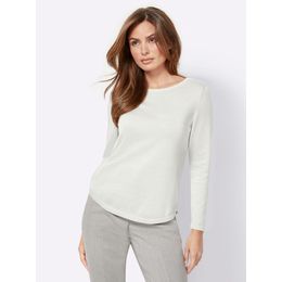 Rundhalspullover Inspirationen "Pullover", Damen, Gr. 48, wei&szlig; (wollwei&szlig;), 100% Baumwolle, unifarben, Pullover Rundhalspullover