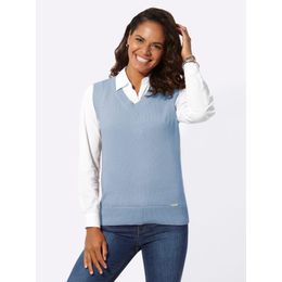 Pullunder Casual Looks "Pullunder", Damen, Gr. 36, blau (eisblau), 50% Baumwolle, 50% Polyacryl, unifarben, Pullover Pullunder