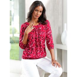 Schlupfbluse Lady, Damen, Gr. 38, rot (rot, graphit, bedruckt), 100% Viskose, gemustert, mehrfarbig, Rundhals, Blusen Schlupfbluse
