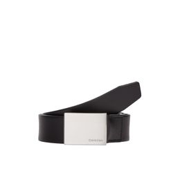 Lederg&uuml;rtel Calvin Klein "FORMAL PLAQUE BELT 3.5CM", Herren, Gr. 105, schwarz, Leder, unifarben, G&uuml;rtel Lederg&uuml;rtel, Schnalle aus geb&uuml;rstetem Metall