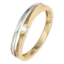 Goldring Jobo Gr. 58, gold (gelbgold 333), Fingerringe, Damen, 58, Gelbgold 333 Wei&szlig;gold 333, Gelbgold 333, Wei&szlig;gold 333, Goldring, 333 Gelbgold Wei&szlig;gold mit Zirkonia