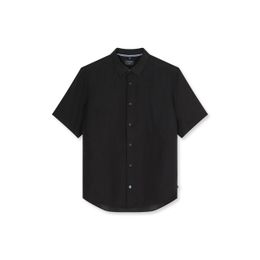 Kurzarmhemd OLYMP "OLYMP Casual, regular fit, Kent", Herren, Gr. L, Normaler Arm, schwarz, 100% Leinen, Hemden