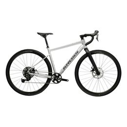 Gravelbike KROSS "KROSS Gravelbike Esker 1.0 28" grau 9 G&auml;nge" Gr. 48, grau, schwarz, Fahrr&auml;der, Herren, 48cm, 28 Zoll (71,12cm) hinten: 28 Zoll (71,12cm)