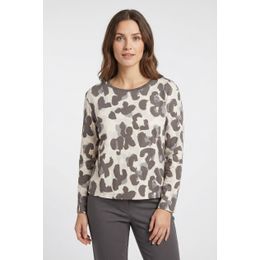 Langarmshirt Rabe, Damen, Gr. 38, granit, Jersey, Obermaterial: 92% Baumwolle, 8% Elasthan, bedruckt, gerade h&uuml;ftlang, Rundhals, Shirts Langarmshirt, mit Allover-Print