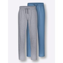 w&auml;schepur Schlafhose W&Auml;SCHEPUR, Herren, Gr. 56/58, Normalgr&ouml;&szlig;en, blau (grau, meliert, mittelblau), 100% Baumwolle, Meliert:88% Baumwolle, 12% Polyester, unifarben, Hosen Schlafhose