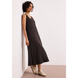 Jerseykleid Street One, Damen, Gr. 44, EURO-Gr&ouml;&szlig;en, espresso braun, Jersey, 55% Modal, 37% Polyamid, 8% Elasthan, unifarben, comfort fit Midi, V-Ausschnitt, abgesteppt, Kleider Jerseykleid, in Unifarbe