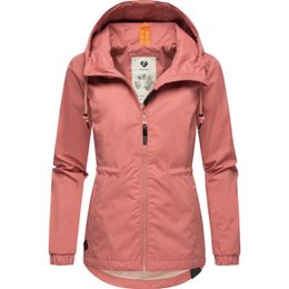 Outdoorjacke Ragwear "Danka", Damen, Gr. 4XL (48), rosa (blassrosa), Au&szlig;enmaterial: 100% Polyester. Innenfutter: 100% Polyester, regular fit h&uuml;ftbedeckend, &Auml;rmel ohne &Auml;rmelschlitz elastischer Bund mit innenliegendem Gummizug, Jacken Outdoorjacke, Wasserdichte &Uuml;bergangsjacke mit gro&szlig;er Kapuze