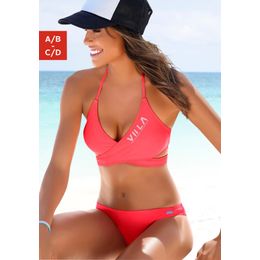 Triangel-Bikini Venice Beach, Damen, Gr. 32, Cup A/B, rot (coral), Polyamid, unifarben, Bikini-Sets Triangel-Bikini, mit Top zum Wickeln