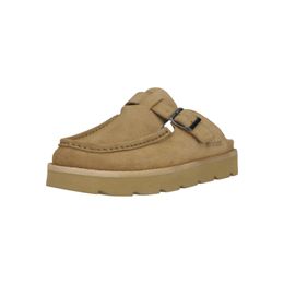 Clarks Herren Pantolette "Meare Mocc", Gr. 41camelfarben, Leder, Schuhe, mit antiker Schnallenverzierung