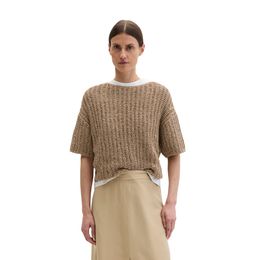Marc O'Polo Strickpullover MARC O'POLO "aus B&auml;ndchengarn", Damen, Gr. M, sandpaper, Obermaterial: 75% Baumwolle, 25% Polyester, unifarben, U-Boot-Ausschnitt, Pullover Strickpullover