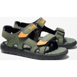 Sandale Timberland "PERKINS ROW BACKSTRAP SANDAL", M&auml;dchen, Gr. 38, gr&uuml;n (oliv, orange), Synthetik, Schuhe Sandale, mit Klettverschlu&szlig;