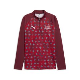 T-Shirt Puma "Schweiz Slim Fit Aufw&auml;rmoberteil Herren", Herren, Gr. L, team regal rot wei&szlig;, Obermaterial: 100% Polyester, slim fit, Rundhals, Shirts T-Shirt