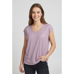 Kurzarmshirt Pieces "PCALICE SS GLITTER TEE JRS NOOS BC", Damen, Gr. L, winsome orchid detail:glitter silber, Jersey, Obermaterial: 95% Viskose, 5% Elasthan, gl&auml;nzend, unifarben, regular fit normal, tiefer Rundhals, Shirts, Viskosemischung, loose fit