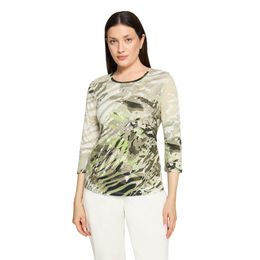 3/4-Arm-Shirt Betty Barclay "Damen mit Print", Damen, Gr. 36, khaki, cream, Jersey, Obermaterial: 50% Baumwolle, 50% Modal, figurumspielend normal, Rundhals, Shirts 3/4-Arm-Shirt