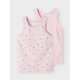 Unterhemd name it "NMFTANK TOP 2P WINSOME HEARTS NOOS", M&auml;dchen, Gr. 104, 2 Stk., N-Gr, rosa (winsome orchid), Jersey, Obermaterial: 95% Baumwolle, 5% Elasthan, bedruckt, normal, Rundhals, Unterhemden Unterhemd
