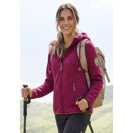 active by Lascana Fleecejacke LASCANA ACTIVE, Damen, Gr. 32/34, lila (beere), Fleece, Obermaterial: 100% Polyester, gemustert, normal, Jacken Fleecejacke, Trekkingjacke mit Kapuze