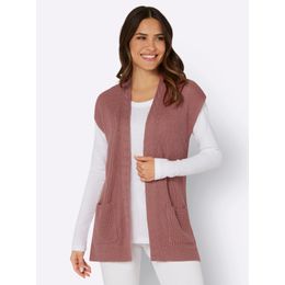 WITT Damen Strickweste mit Zopfmuster vorne, rosenholz, Gr&ouml;&szlig;e 38