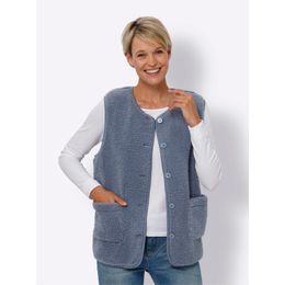 WITT Damen Fleeceweste zum Kn&ouml;pfen, taubenblau, Gr&ouml;&szlig;e 46