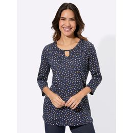 3/4-Arm-Shirt "Freizeitshirt", Damen, Gr. 38, marine, bedruckt, 100% Baumwolle, gemustert, mehrfarbig, Rundhals, Shirts 3/4-Arm-Shirt