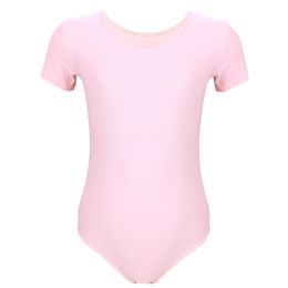 Turnanzug AQUARTI "Body M&auml;dchen Gymnastikanzug Kurzarm", Kinder, Gr. 134, rosa (hellrosa), Obermaterial: 80% Polyamid PA. 20% Elasthan EL., Sportanz&uuml;ge