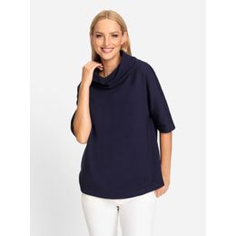 Oversize-Shirt Heine "Oversized Shirt", Damen, Gr. 34, blau (marine), 70% Viskose, 25% Polyamid, 5% Elasthan, unifarben, Shirts