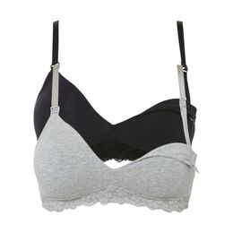 Still-BH bonprix, Damen, Gr. 36/38 (S), N-Gr, grau (hellgrau meliert, schwarz), Obermaterial: 95% Baumwolle, 5% Elasthan. Futter: 95% Baumwolle, 5% Elasthan. Spitze: 89% Polyamid, 11% Elasthan, BHs Still-BH, mit aufklappbaren Tr&auml;gern, f&uuml;r den Alltag, b&uuml;gellos