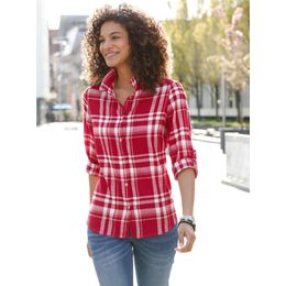 Flanellbluse Casual Looks, Damen, Gr. 38, bunt (rot, camel, kariert), 100% Baumwolle, gemustert, kariert, mehrfarbig, Blusen