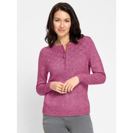 Strickpullover Classic Basics "Pullover", Damen, Gr. 38, pink (fuchsia, meliert), 100% Polyacryl, meliert, Pullover Strickpullover