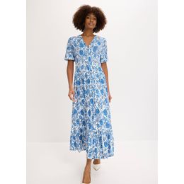 bonprix Jerseykleid aus softem Viskose-Mix, wei&szlig;, Gr.48/50 (XL), feminines Jerseykleid in Midil&auml;nge aus softem Viskose-Mix, aus Viskose