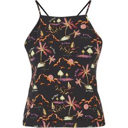 Muskelshirt Just Rhyse "Just Rhyse Damen Just Rhyse Top Waikiki", Damen, Gr. L, bunt (schwarz colorot), 100% Viskose, mehrfarbig, normal, U-Boot-Ausschnitt, Shirts