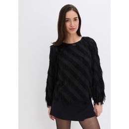 bonprix Schlupfbluse mit Fransen-Details, schwarz, Gr.34, modische Bluse mit dekorativen Fransen-Details im Material