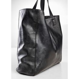 bonprix XXL-Ledershopper, schwarz, Gr.40x40 cm, Modischer Premium XXL-Ledershopper mit viel Stauraum, aus Nappaleder
