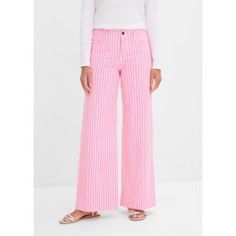 bonprix Twillhose aus elastischem Baumwoll-Mix, rosa, Gr.38, Gestreifte Twillhose aus elastischem Baumwoll-Mix, 97% Baumwolle