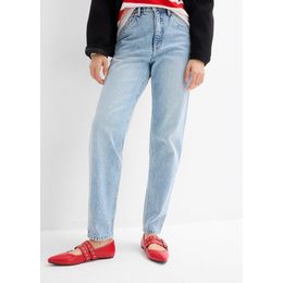 bonprix Mom Jeans High Waist cropped, blau, Gr.52, Verk&uuml;rzte Mom Jeans mit hohem Bund, 99% Baumwolle