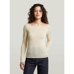 G-Star Raw Longpullover G-STAR "Engineered Sheer Slim Knit", Damen, Gr. L, beige (ecru), Obermaterial: 77% Viskose, 23% Polyester, Pullover Longpullover