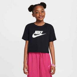 Laufshirt Nike Sportswear "Nike Sportswear Big Kids' (Girls') Cropped T-Shirt", Kinder, Gr. L (152/158), schwarz, Obermaterial: 100% Baumwolle, normal, Rundhals, Shirts Laufshirt, f&uuml;r Jugendliche, f&uuml;r sportliche Aktivit&auml;ten, aus weicher Baumwolle