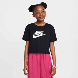 Laufshirt Nike Sportswear "Nike Sportswear Big Kids' (Girls') Cropped T-Shirt", Kinder, Gr. L (152/158), schwarz, Obermaterial: 100% Baumwolle, normal, Rundhals, Shirts Laufshirt, f&uuml;r Jugendliche, f&uuml;r sportliche Aktivit&auml;ten, aus weicher Baumwolle