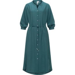 Blusenkleid Ragwear "Trea Dress", Damen, Gr. L (40), Normalgr&ouml;&szlig;en, dunkelgr&uuml;n, Material: 85% Viskose, 15% Polyamid, tailliert ca. Mitte Wade, Rundhals, &Auml;rmel mit &Auml;rmelschlitz normaler Saum, Kleider Blusenkleid, Modisches Damenkleid mit Tailleng&uuml;rtel