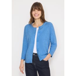Cardigan Cecil, Damen, Gr. XL (44), fountain blau melange, Web, 37% Baumwolle, 34% Polyacryl, 26% Polyester, 3% Elasthan, unifarben, comfort fit kurz, Rundhals, Rippb&uuml;ndchen, Strickjacken, mit 3/4 &Auml;rmeln